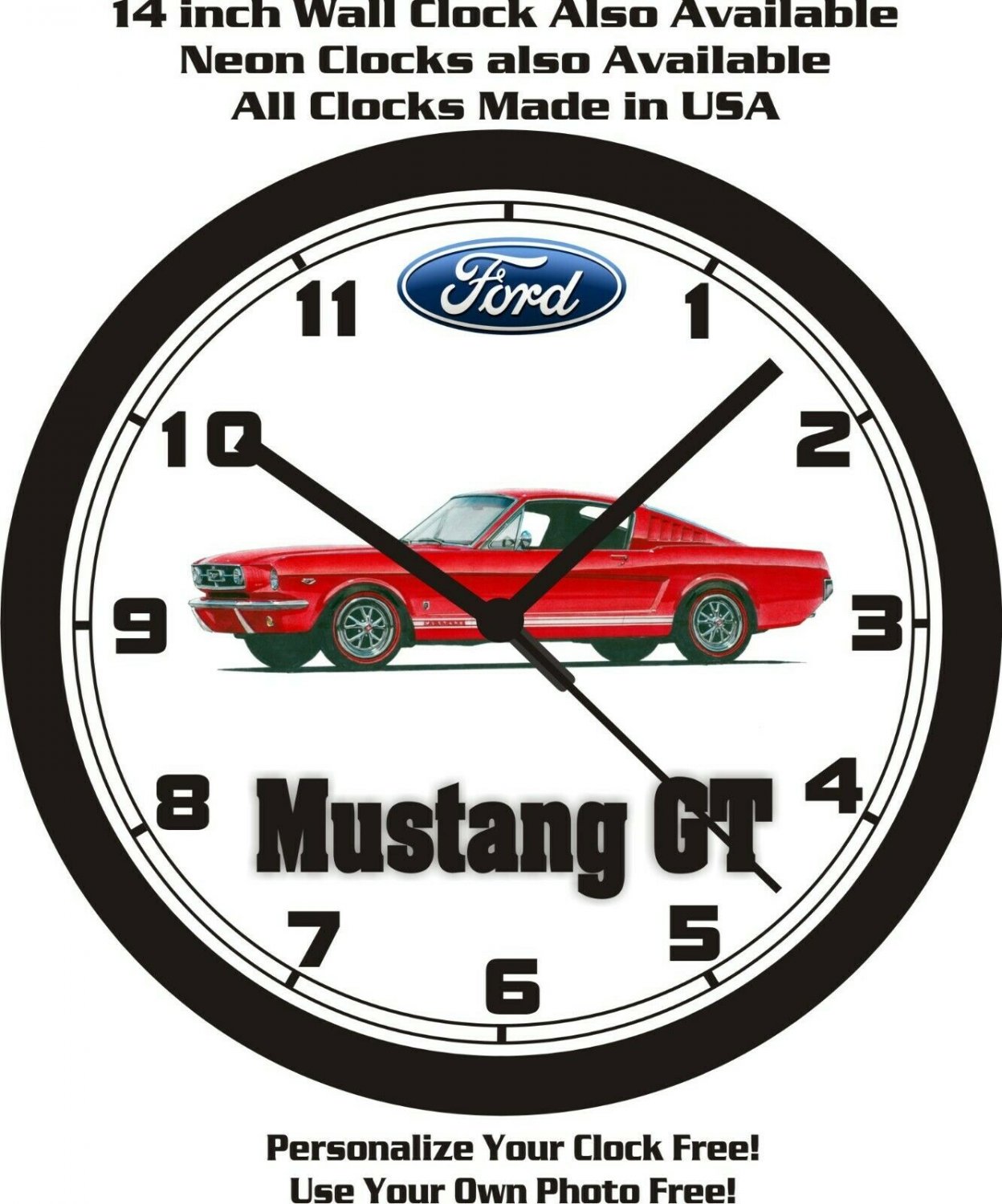 1965 FORD MUSTANG GT FASTBACK WALL CLOCK-FREE USA SHIP!