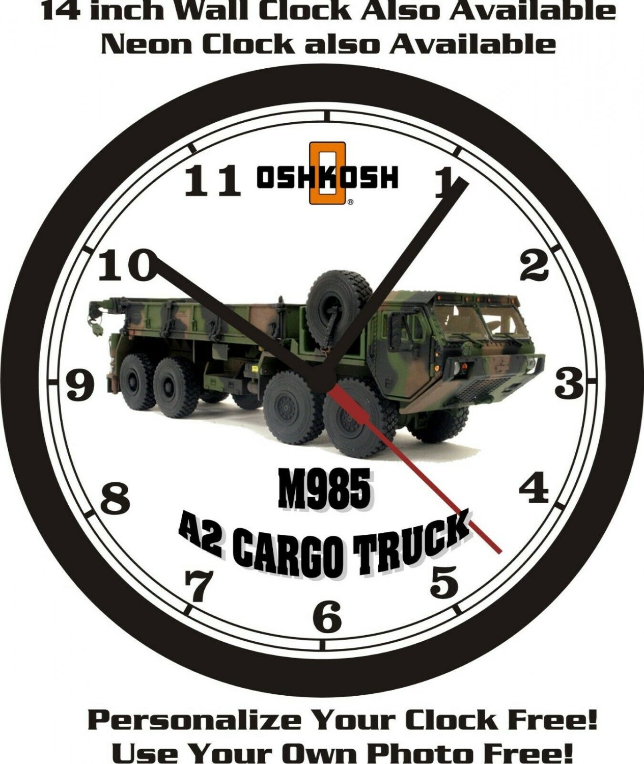 OSHKOSH M985 A2 CARGO TRUCK WALL CLOCK-FREE USA SHIP!