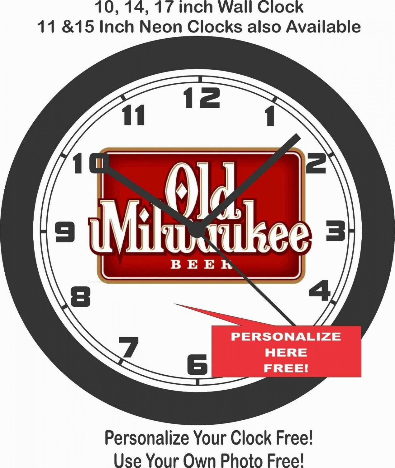 OLD MILWAUKEE BEER LOGO WALL CLOCK-PERSONALIZE IT FOR FREE!