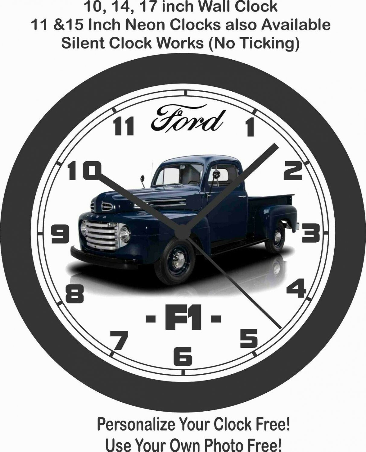 1950 FORD F1 PICKUP TRUCK WALL CLOCK-NEW!-CHEVROLET, F-150, F-250, DODGE