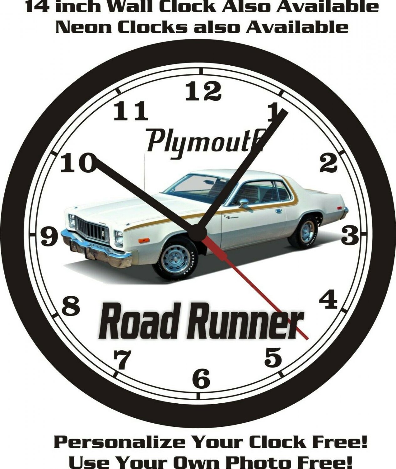 1975 PLYMOUTH ROAD RUNNER WALL CLOCK-FREE US SHIP-Dodge, Ford, Chevrolet