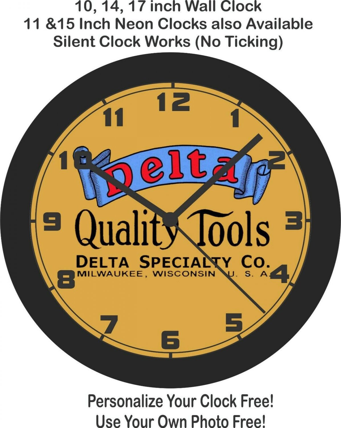 Delta Quality Tools Logo Wall Clock-Free US Ship