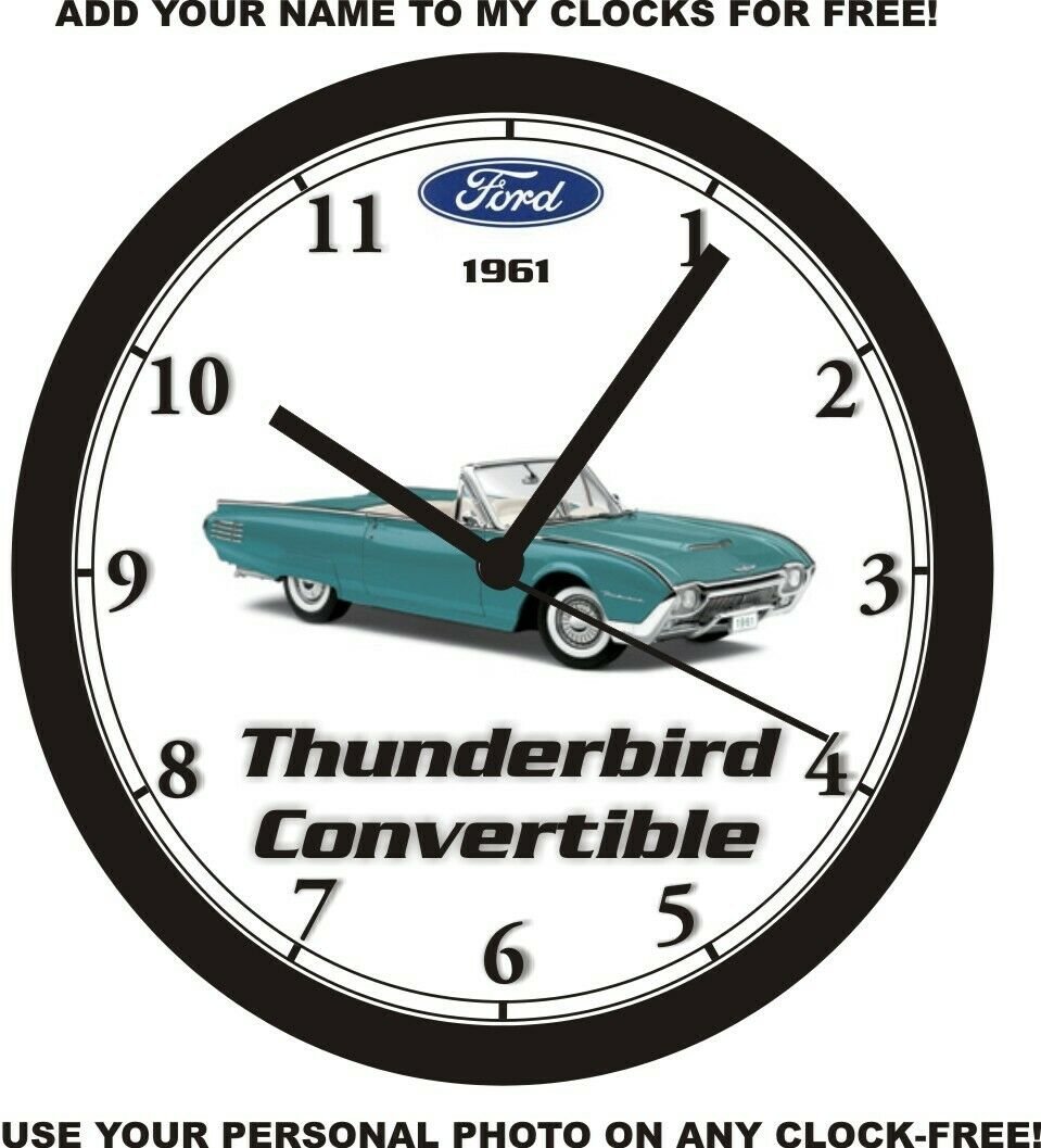 1961 FORD THUNDERBIRD CONVERTIBLE WALL CLOCK-Free USA Ship