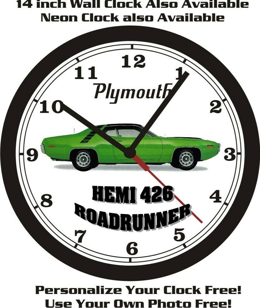 1971 PLYMOUTH 426 HEMI ROADRUNNER WALL CLOCK-FREE USA SHIP!