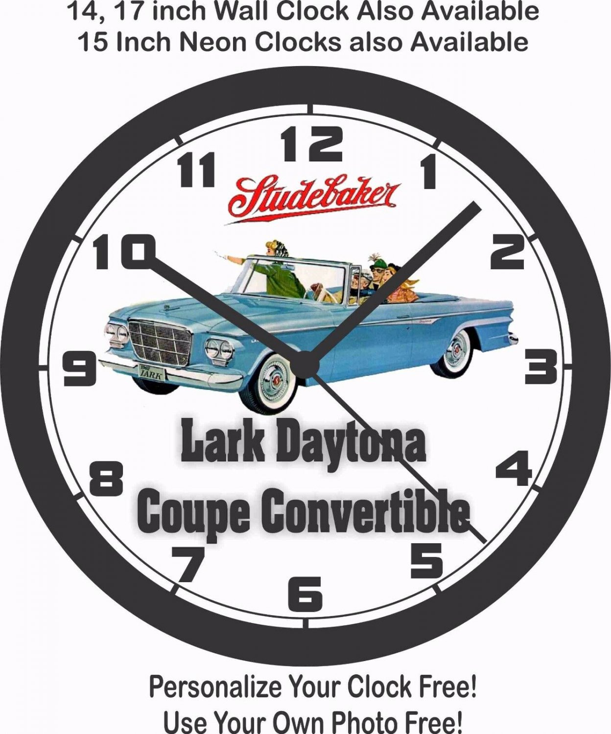 1962 STUDEBAKER LARK DAYTONA COUPE CONV. WALL CLOCK-FREE USA SHIP
