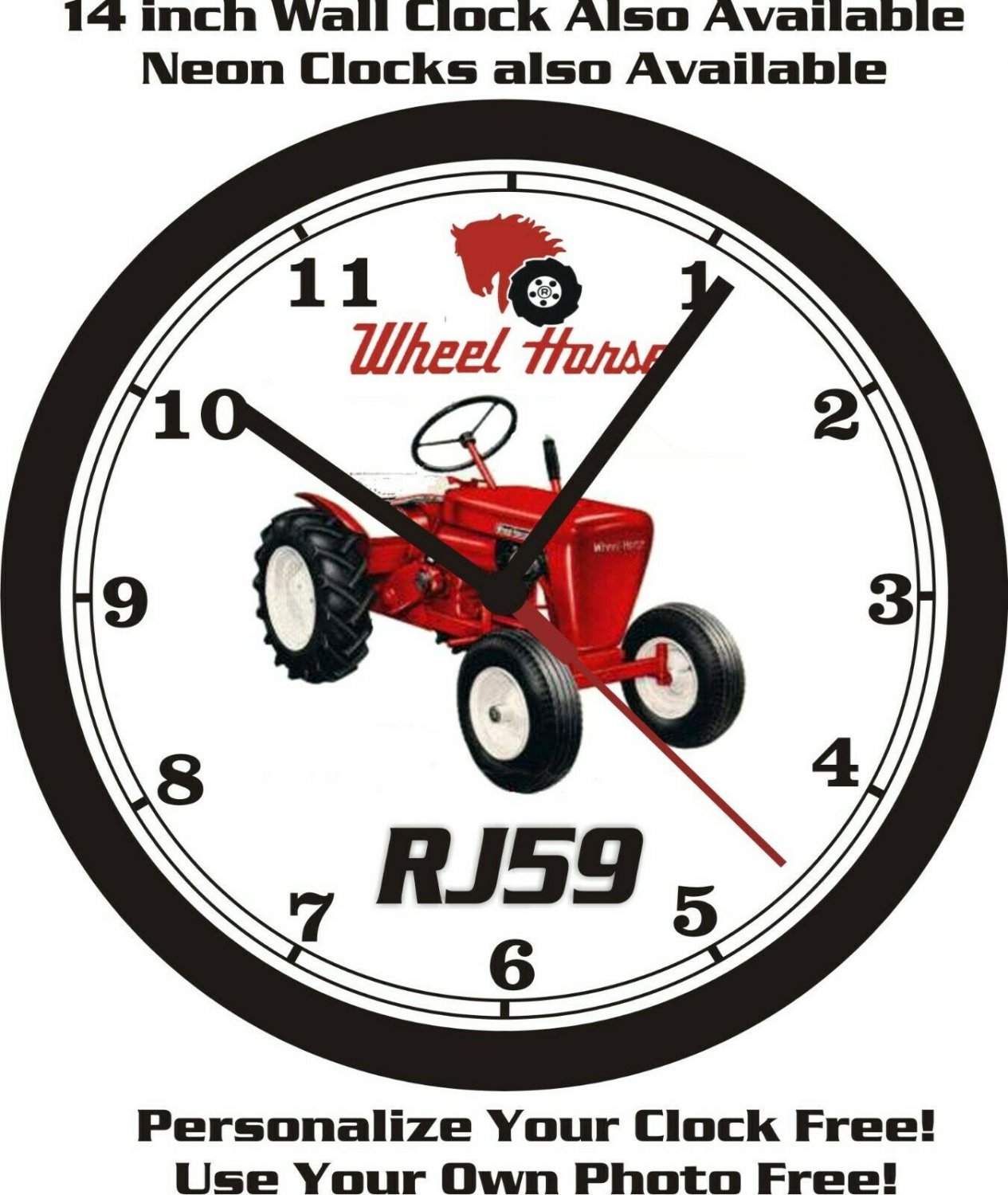 WHEEL HORSE RJ59 TRACTOR WALL CLOCK-FREE US SHIP!-Cub Cadet, John Deere