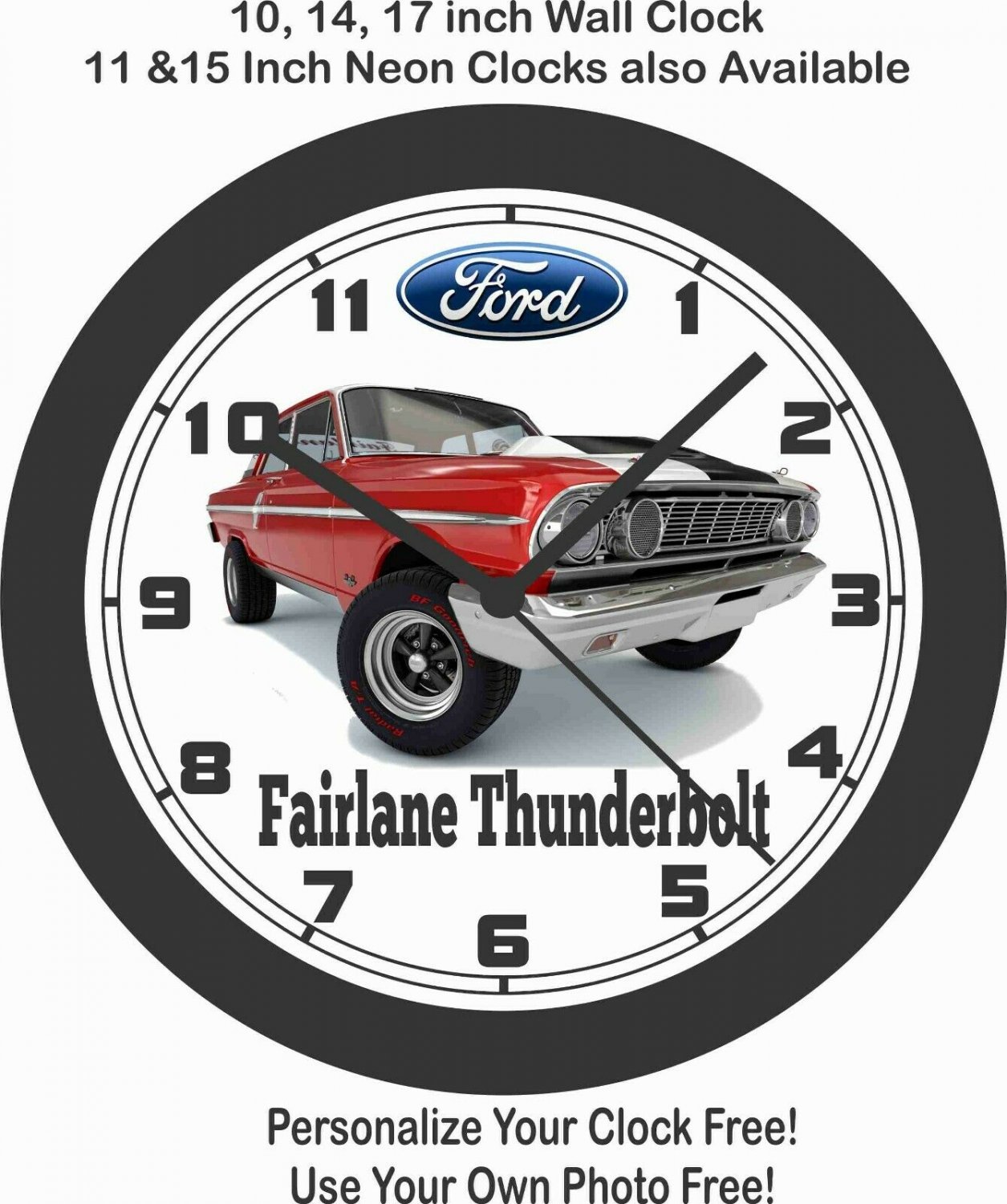 1964 FORD FAIRLANE THUNDERBOLT RACE CAR WALL CLOCK-FREE USA SHIP
