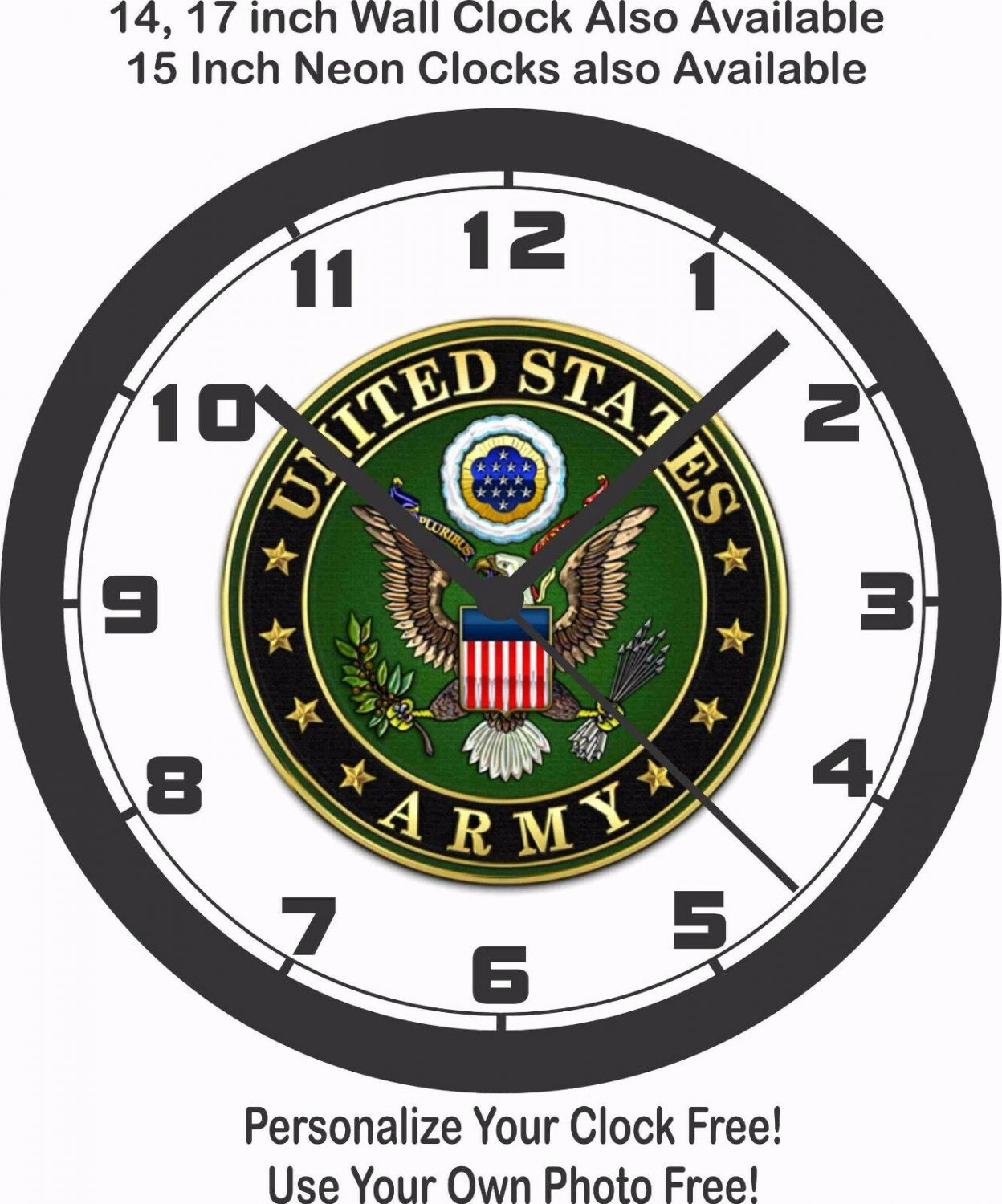 UNITED STATES ARMY LOGO WALL CLOCK-FREE USA SHIP!