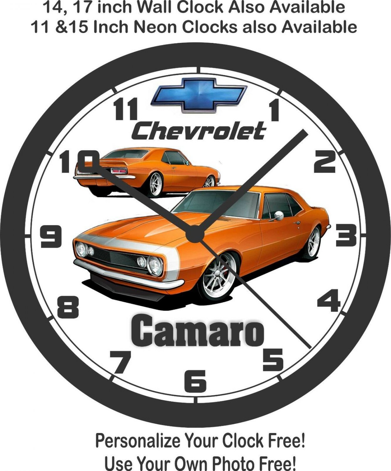 1967 CHEVROLET CAMARO WALL CLOCK-MUSTANG, CHALLENGER, FIREBIRD, CORVETTE