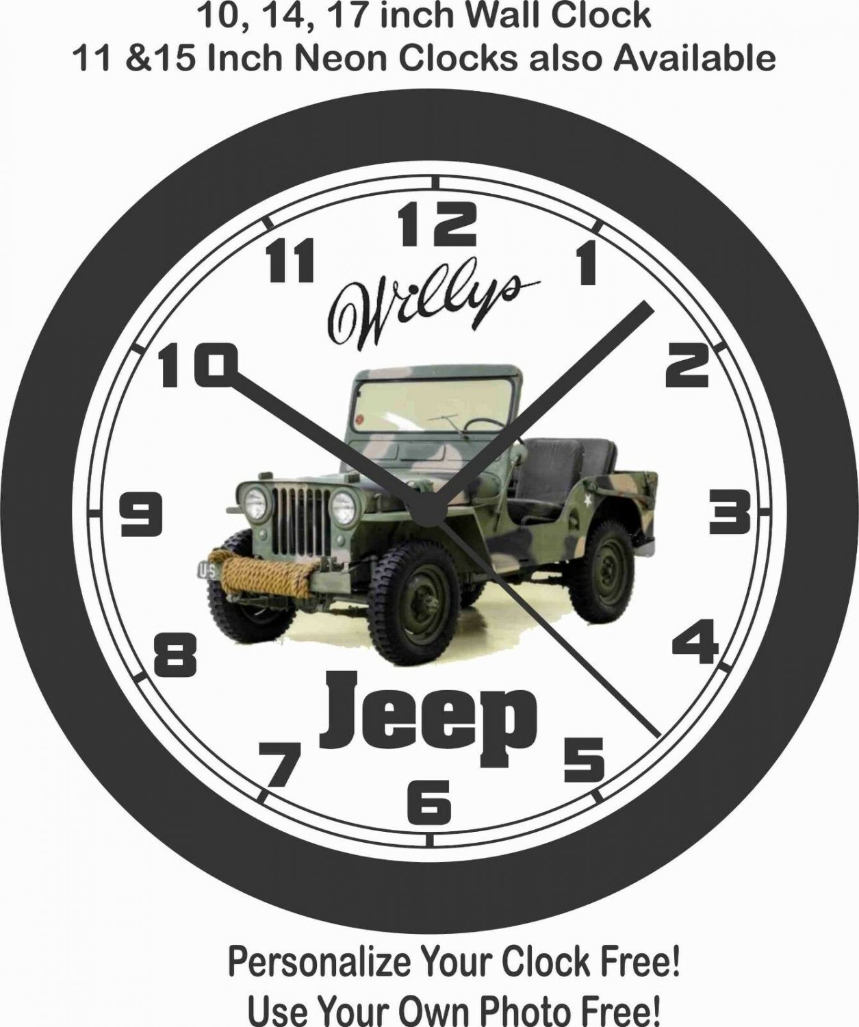 1951 WILLIYS MILITARY JEEP WALL CLOCK-FREE USA SHIP