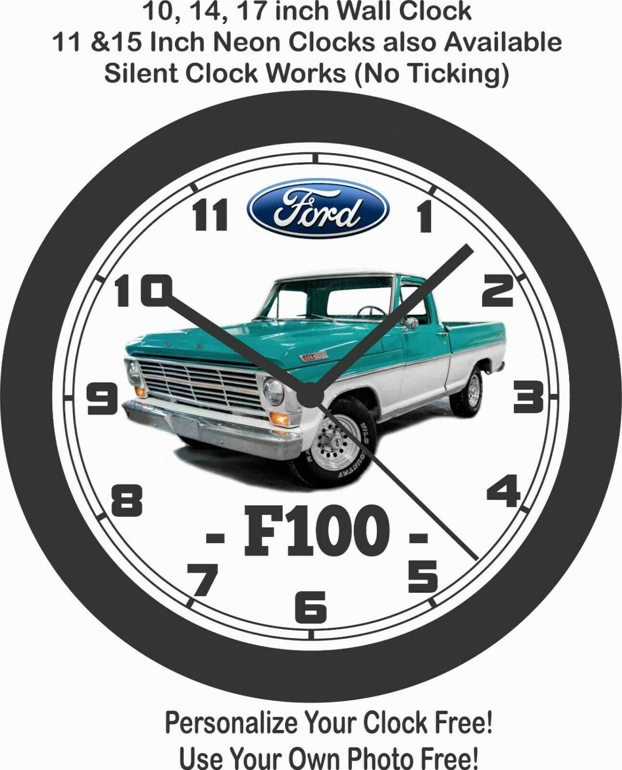 1967 FORD F100 PICKUP TRUCK WALL CLOCK-CHOOSE 1 OF 2 COLORS-F150, C10, RAM