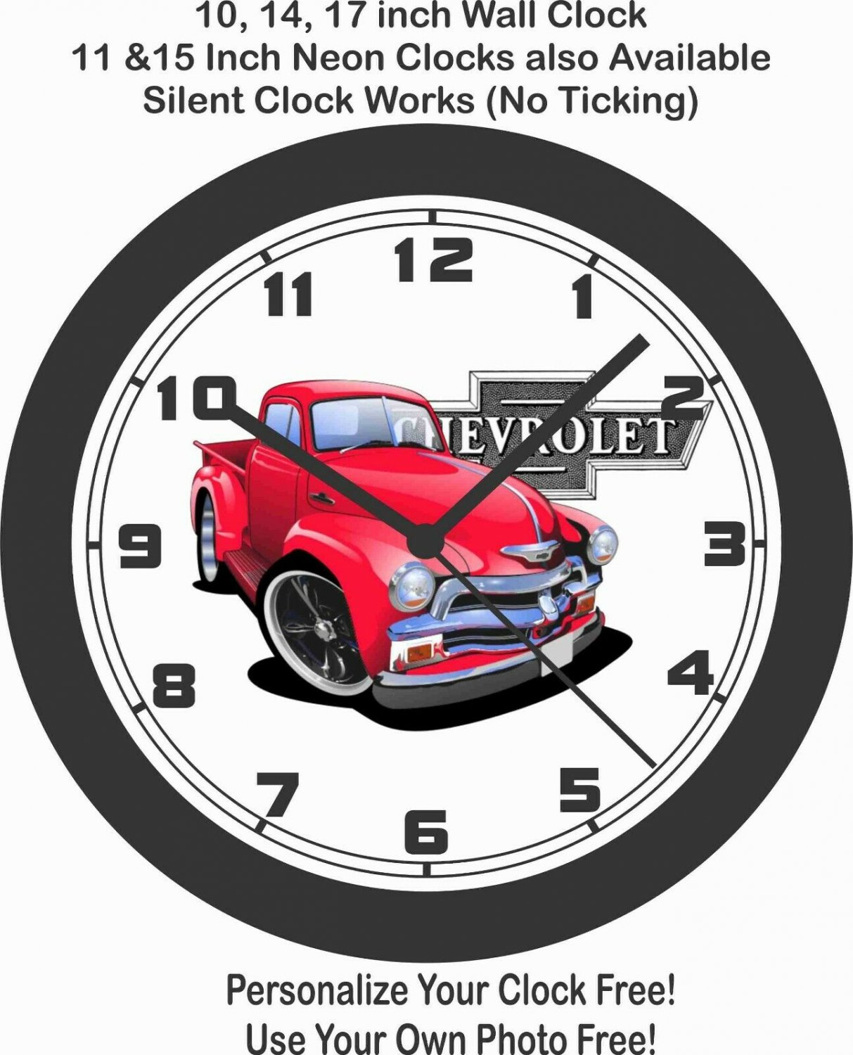 CLASSIC HOT-ROD CHEVROLET PICKUP TRUCK WALL CLOCK-FORD, DODGE