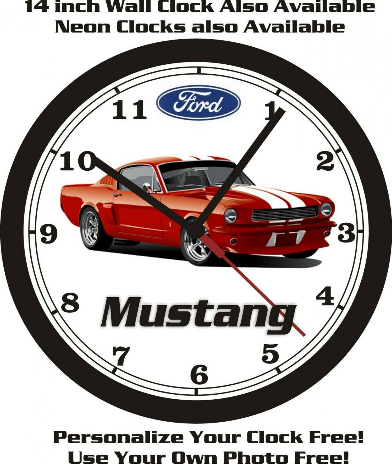 1965-1966 FORD MUSTANG FASTBACK WALL CLOCK-Choose 1 of 2
