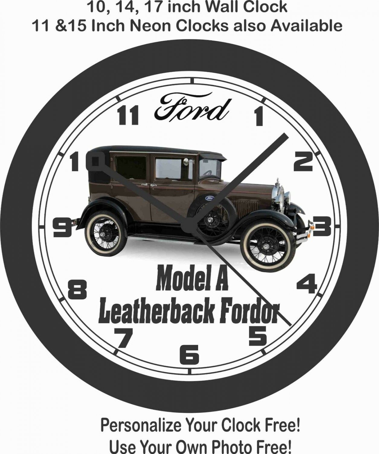 1929 FORD MODEL A LEATHERBACK FORDOR WALL CLOCK-FREE USA SHIP!