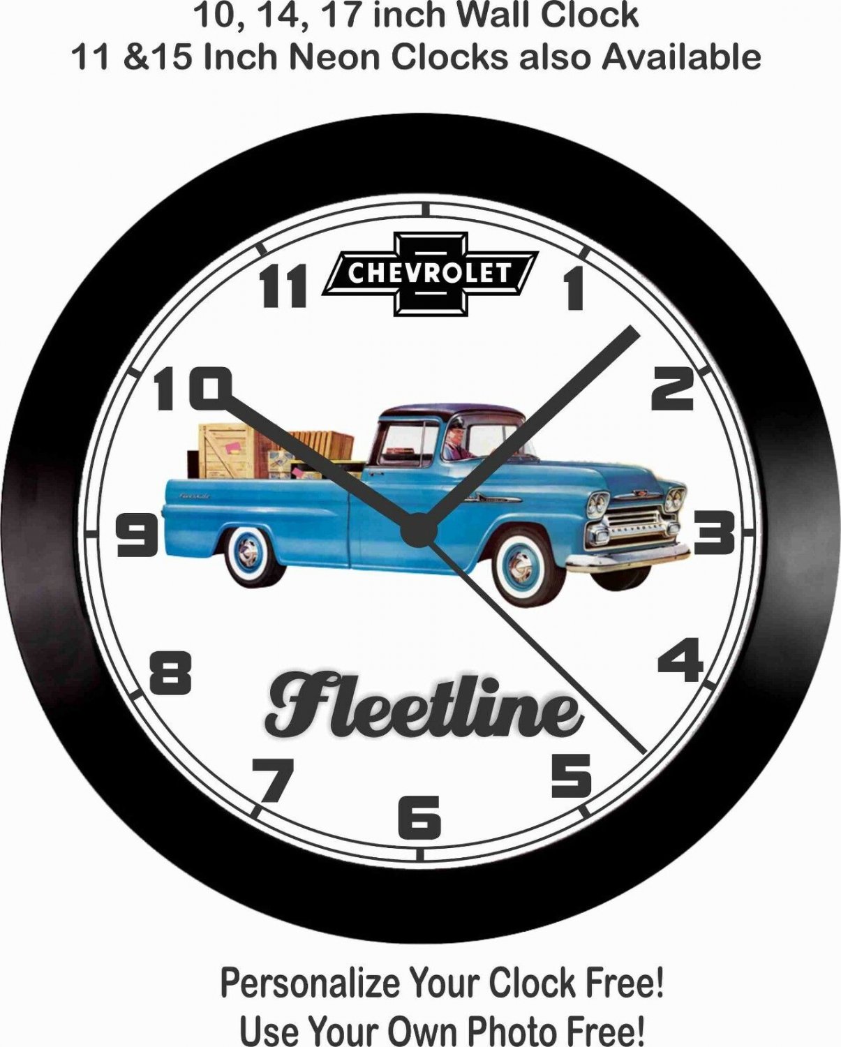 1958 CHEVROLET FLEETLINE PICKUP TRUCK WALL CLOCK, Ford, Dodge, GMC