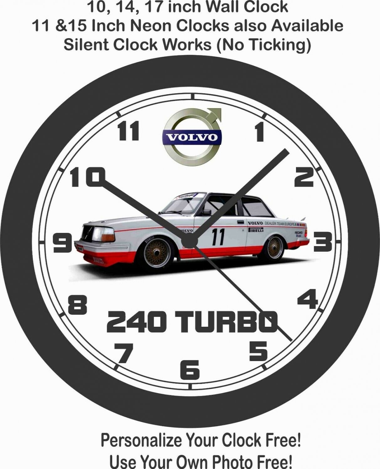 VOLVO 240 TURBO RACE CAR WALL CLOCK-VW, BMW, TRIUMPH, FORD