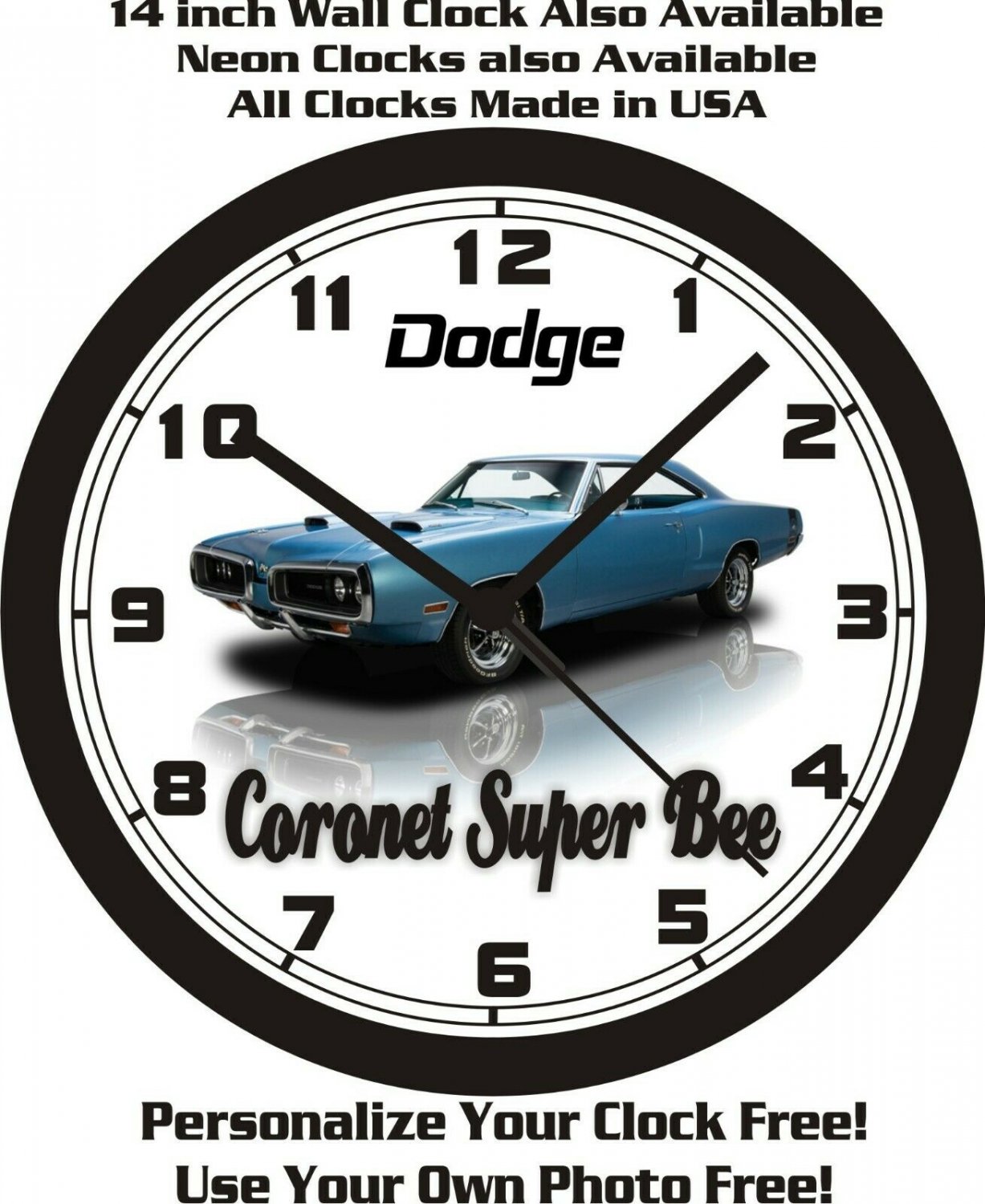 1970 DODGE CORONET SUPER BEE WALL CLOCK-FREE USA SHIP!