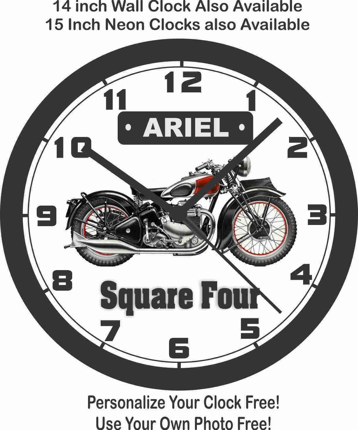 ARIEL SQUARE FOUR MOTORCYCLE WALL CLOCK-FREE US SHIP, TRIUMPH, BSA, NORTON