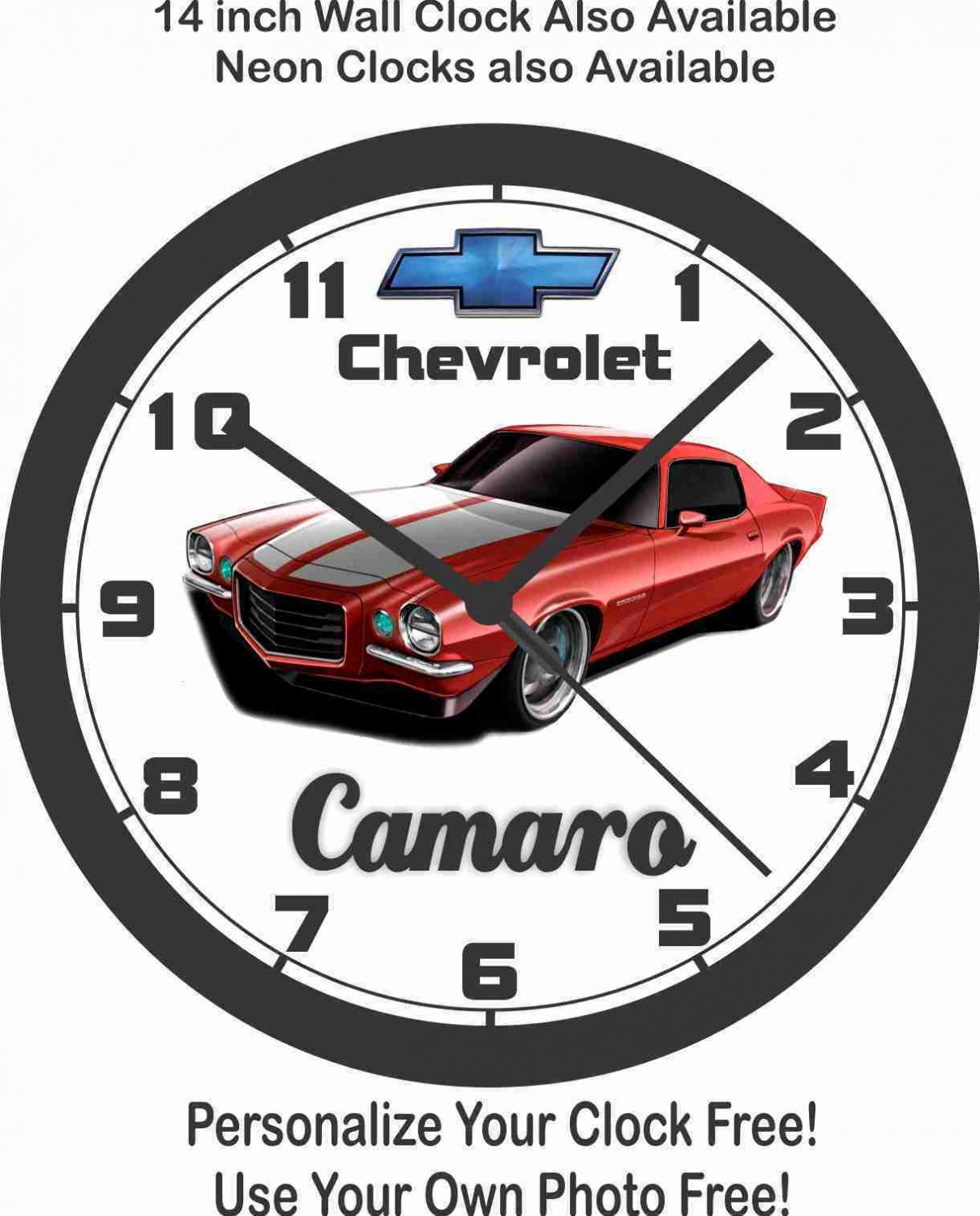 1970 CHEVROLET CAMARO WALL CLOCK-MUSTANG, CHALLENGER, ROAD RUNNER, FORD