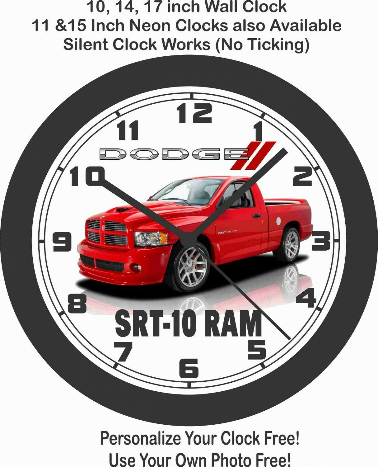 2004 DODGE SRT-10 RAM PICKUP TRUCK WALL CLOCK-FORD, CHEVROLET, F150, GMC