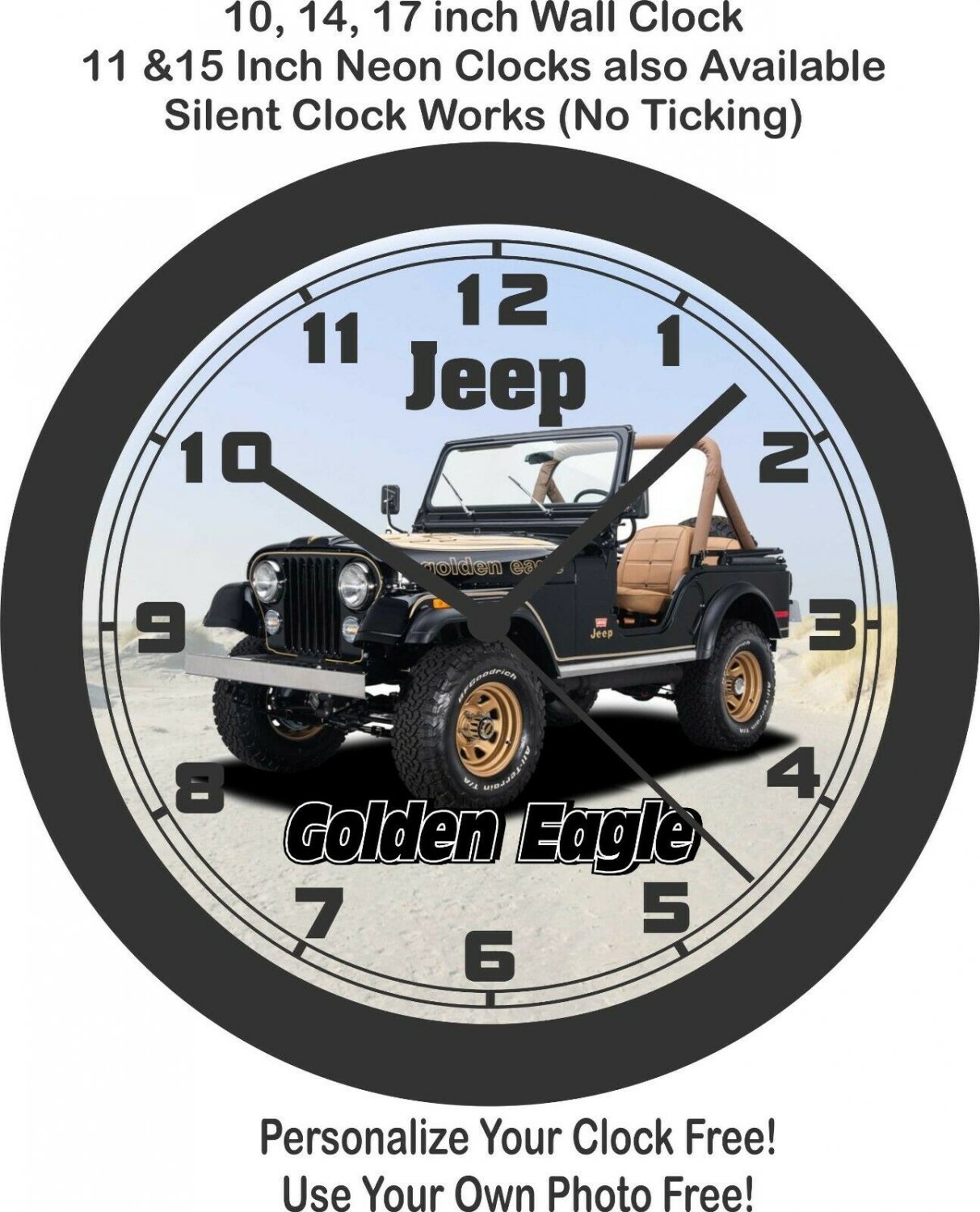 1980 Jeep CJ-5 Golden Eagle Wall Clock-Dodge, Bronco, Blazer