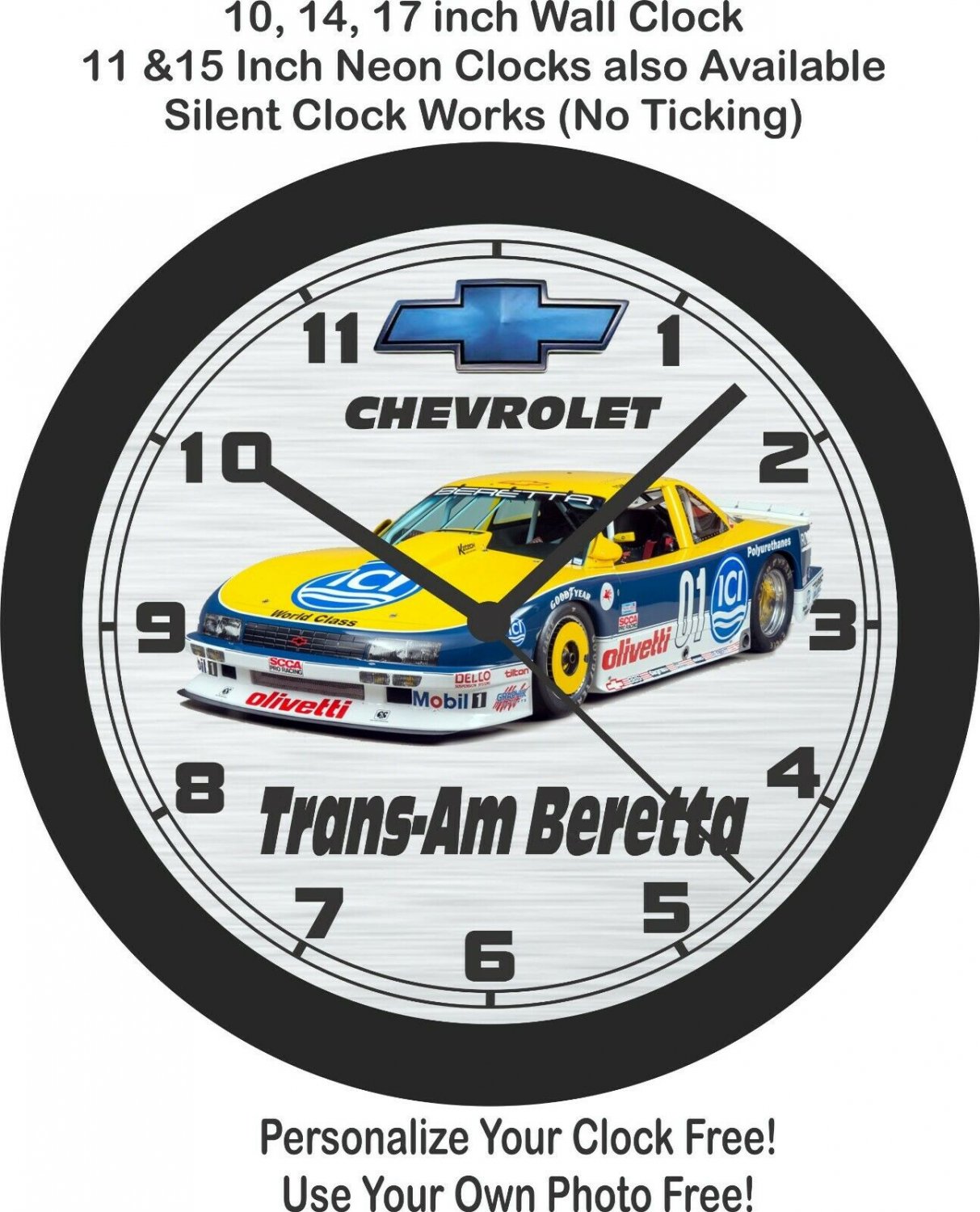 1990 Chevrolet Trans-Am Beretta Racecar Wall Clock-Free US Ship