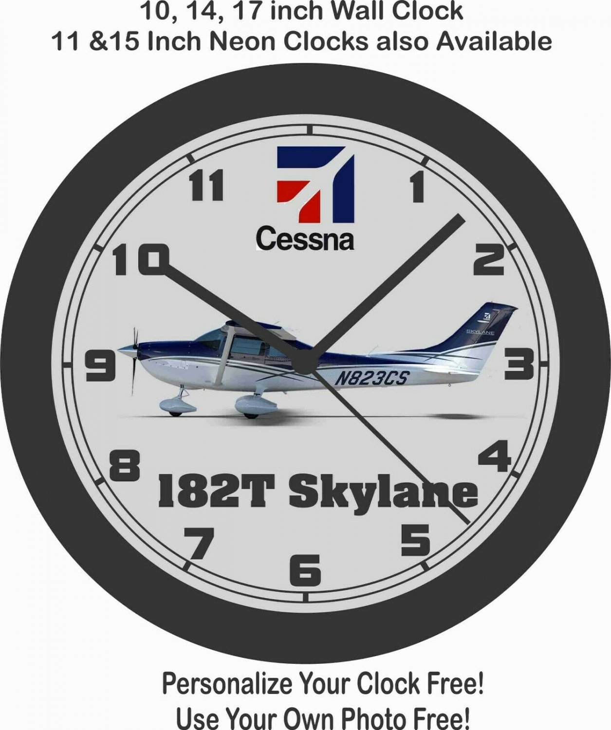 CESSNA 182T SKYLANE AIRPLANE WALL CLOCK-PIPER CUB