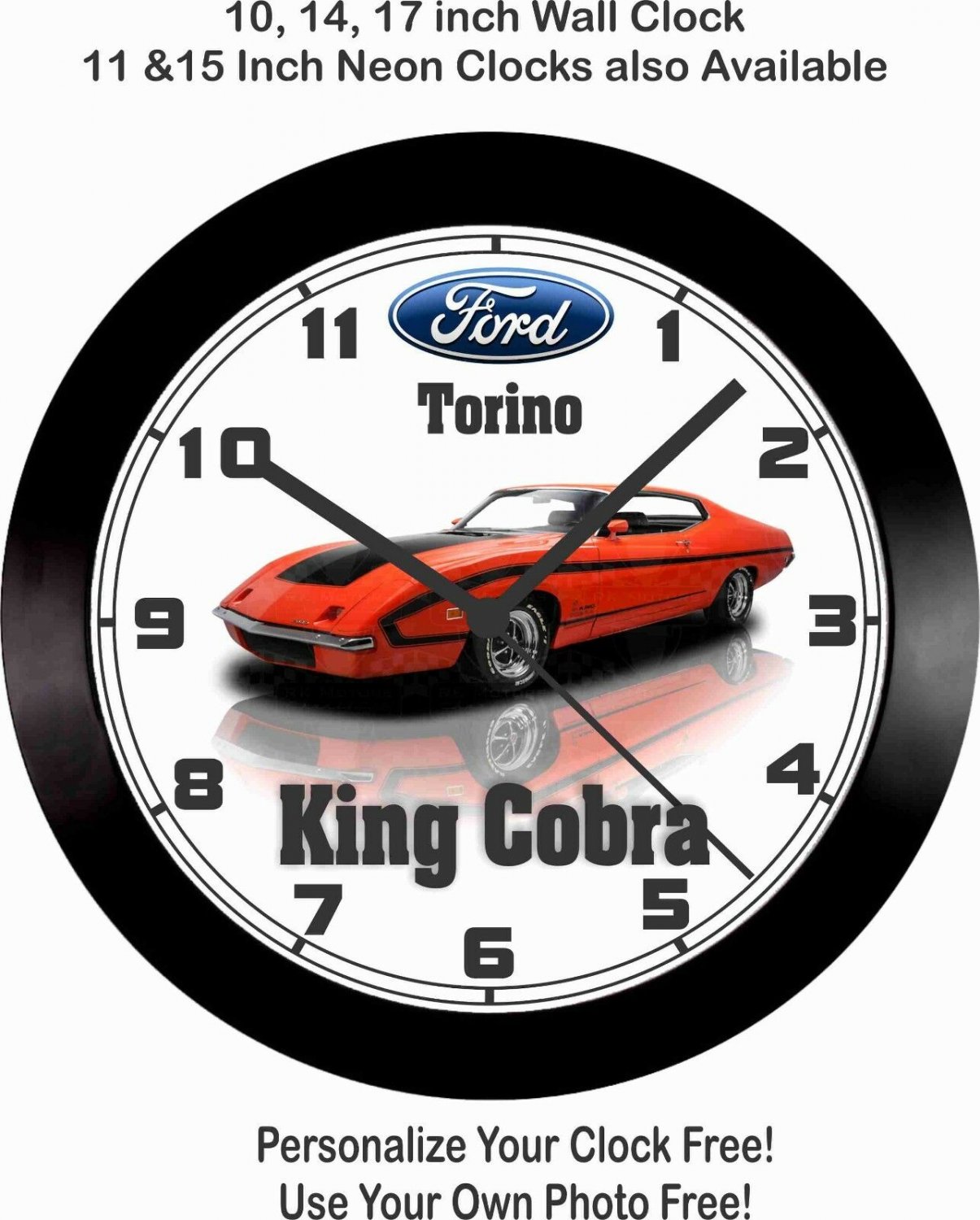 1970 FORD TORINO KING COBRA WALL CLOCK-FREE USA SHIP, Mustang, Galaxie ...