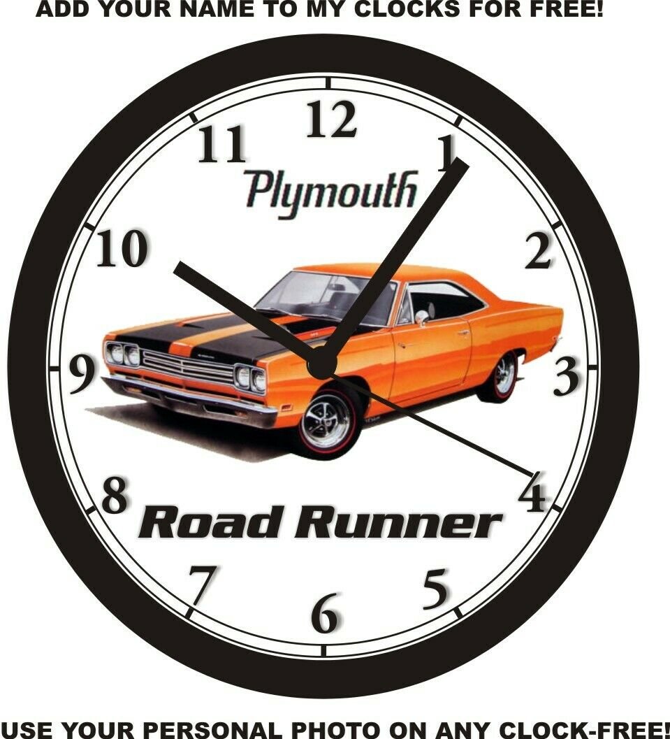 1969 PLYMOUTH ROAD RUNNER WALL CLOCK-Free USA Ship-Dodge