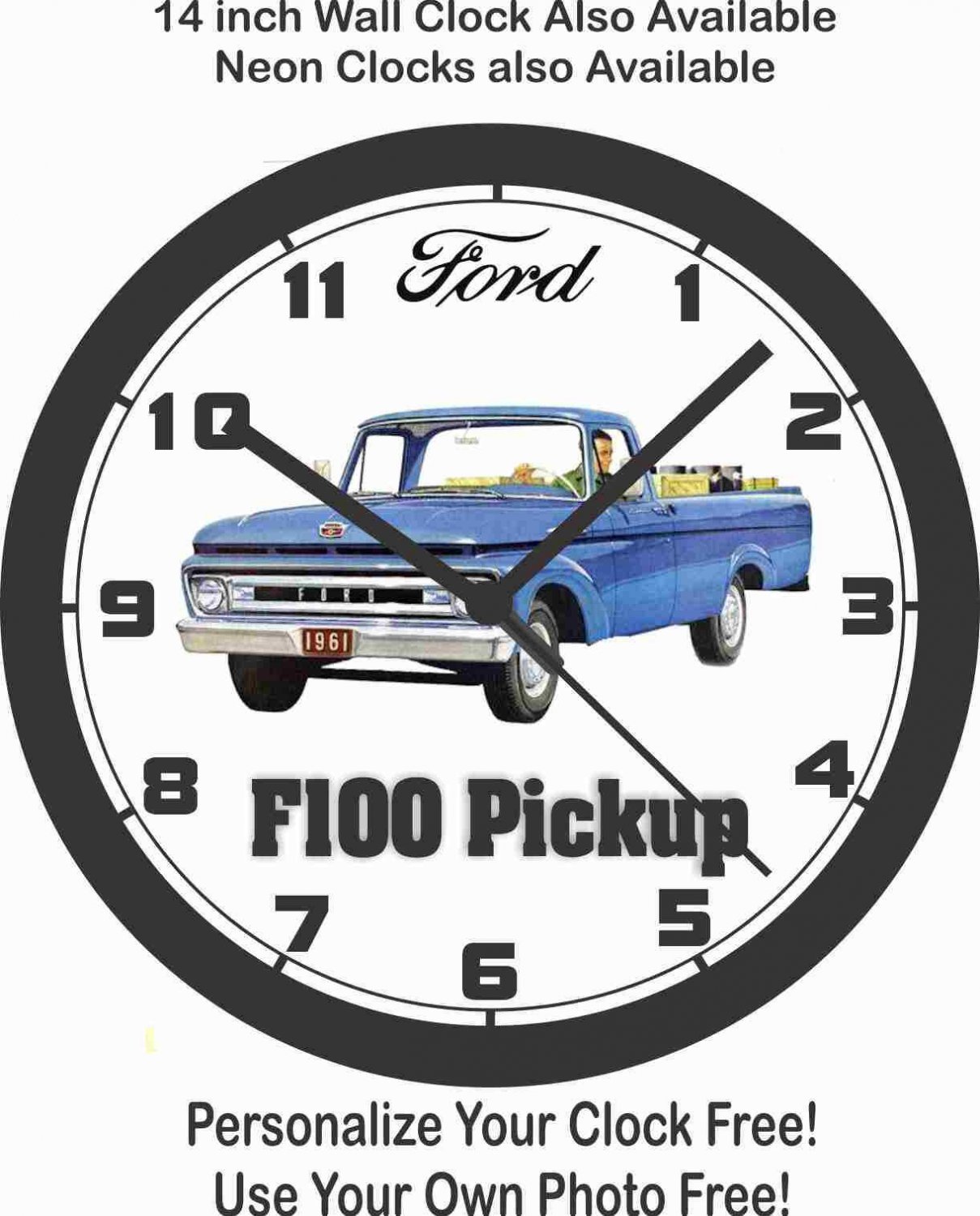1961 FORD F100 PICKUP TRUCK WALL CLOCK-FREE USA SHIP!