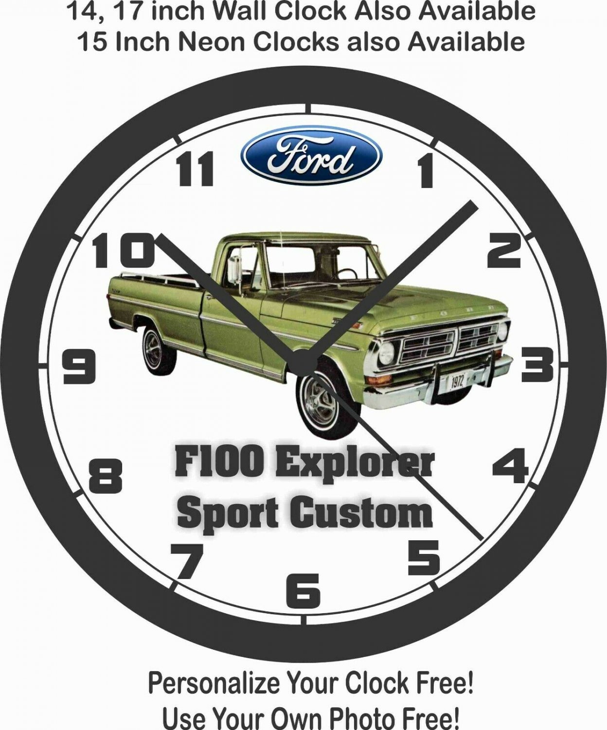 1972 FORD F100 EXPLORER SPORT CUSTOM PICK WALL CLOCK-FREE USA SHIP