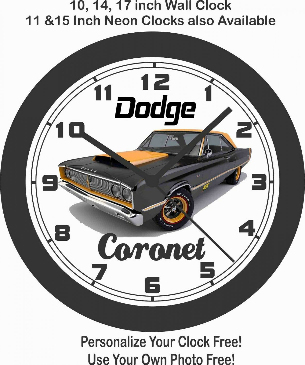 1967 DODGE CORONET HOT-ROD WALL CLOCK-NEW!-FREE USA SHIP!