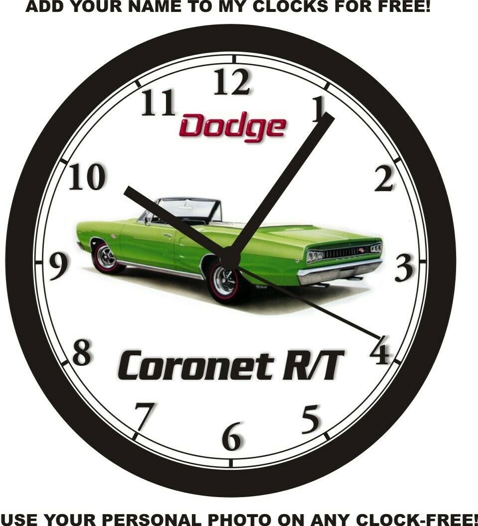 1968 DODGE CORONET CONVERTIBLE R/T WALL CLOCK-Free USA Ship-Dodge