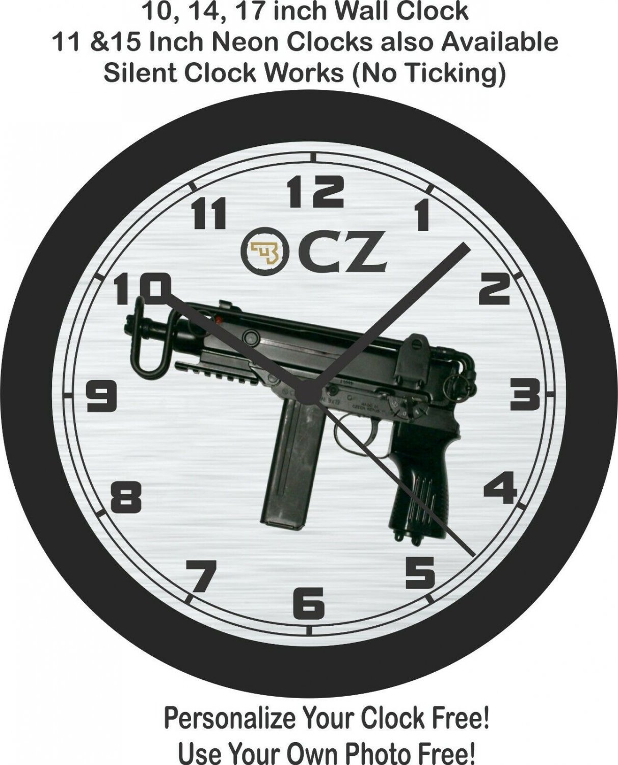 Skorpion Machine Gun Wall Clock-Free US Ship