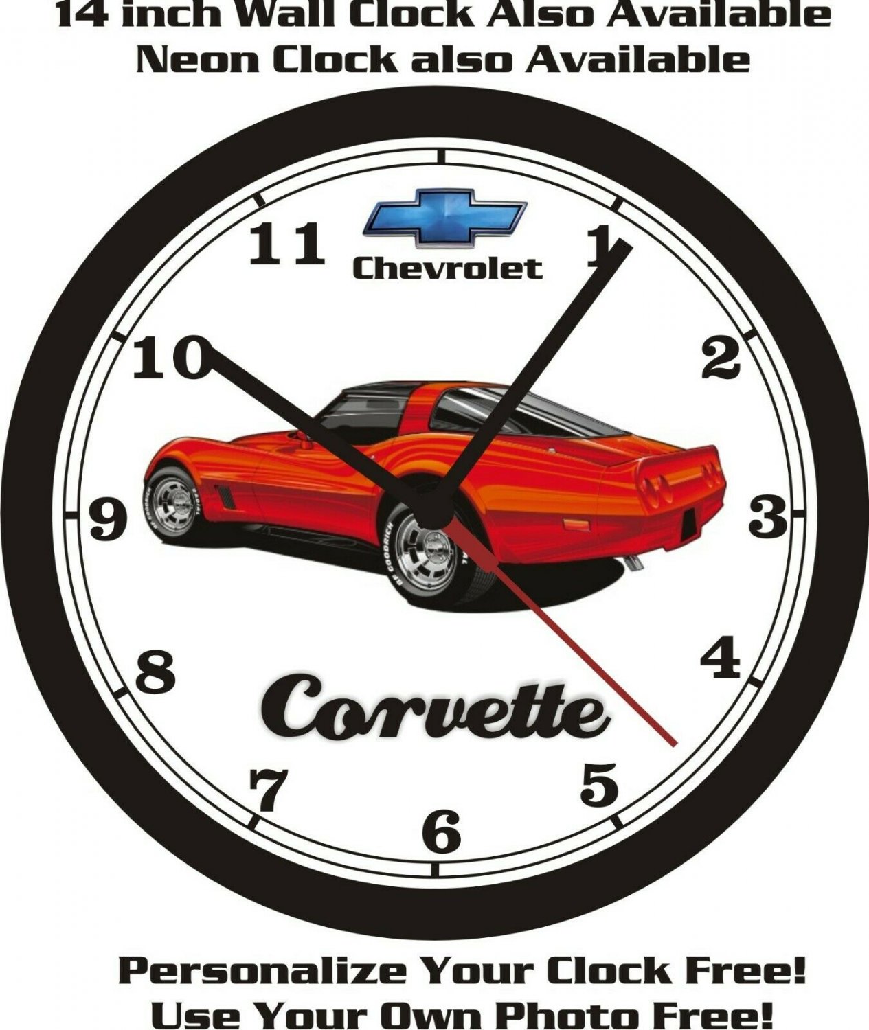 1982 CHEVROLET CORVETTE WALL CLOCK-FREE USA SHIP!, Camaro, Mustang ...
