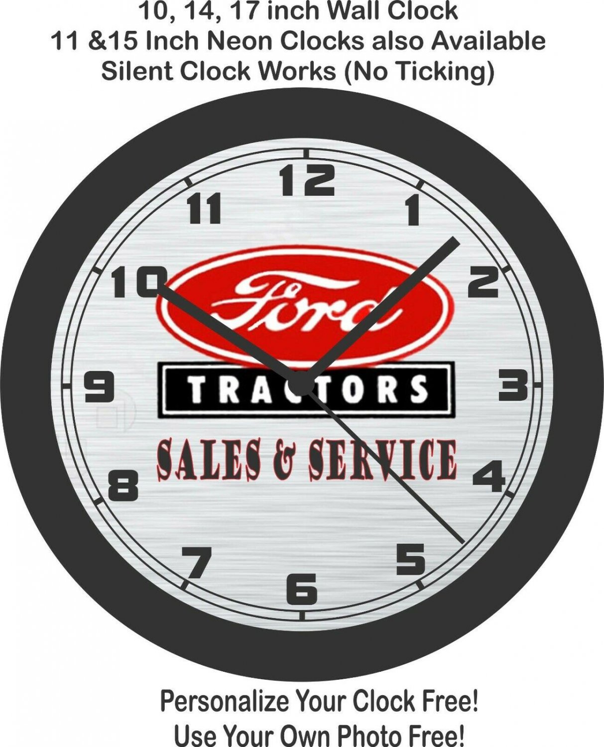 Ford Tractors Sales & Service Wall Clock-Your Choice Red or Blue-John Deere