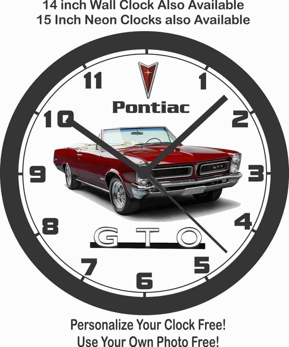 1965 PONTIAC GTO CONVERTIBLE WALL CLOCK-FREE USA SHIP!