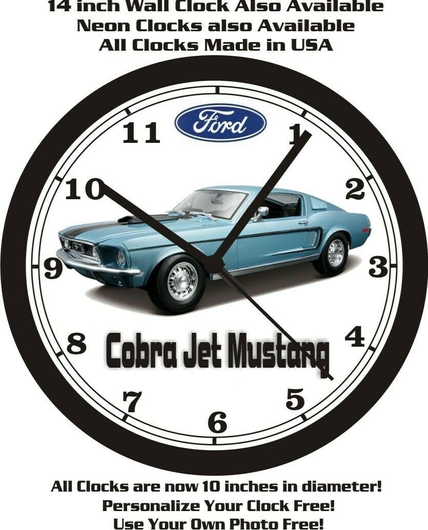 1968 FORD MUSTANG COBRA JET WALL CLOCK-FREE USA SHIP