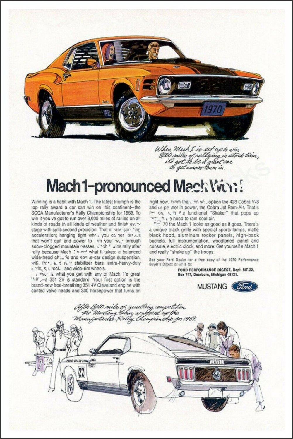 Ford Mustang Mach 1 Advertisement Poster-Free US Ship