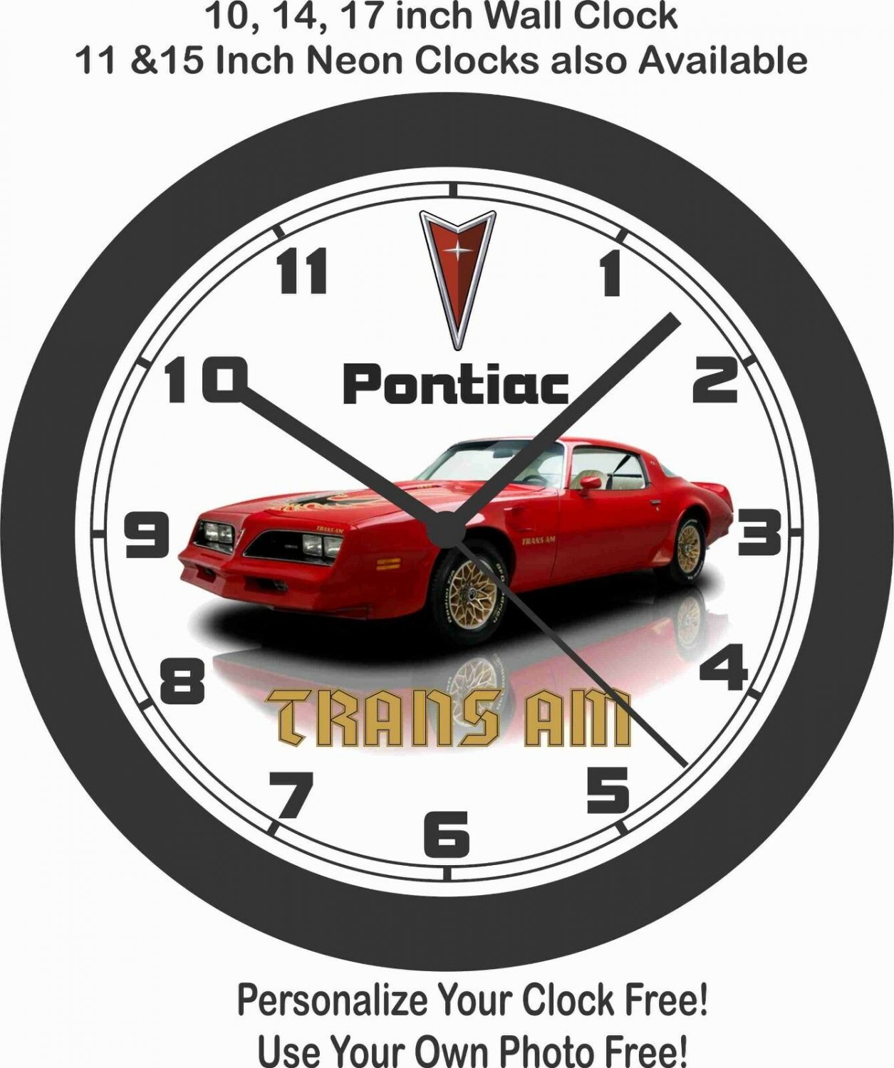 1977 PONTIAC FIREBIRD TRANS AM BIG 10,14,17 INCH WALL CLOCK-FREE USA SHIP
