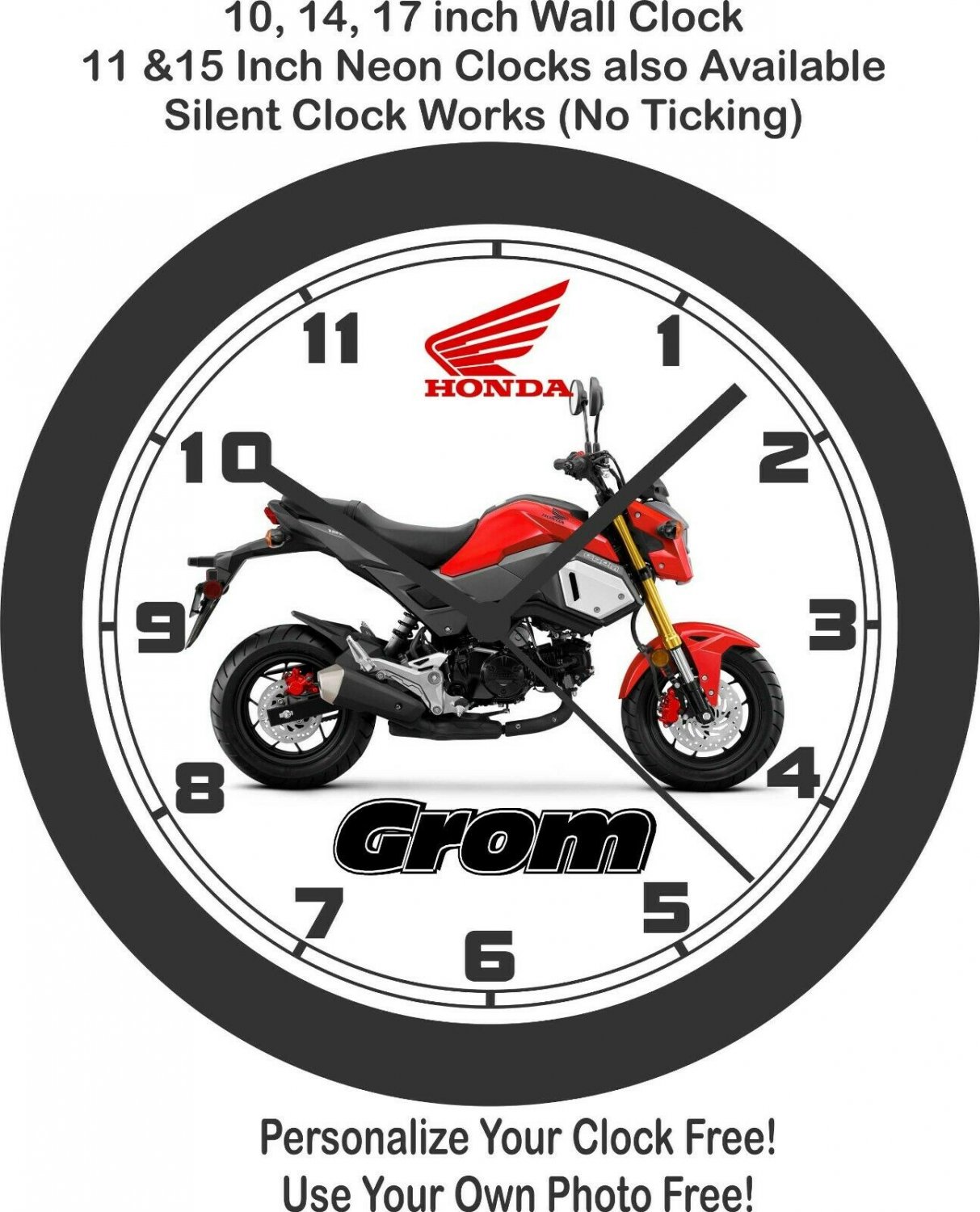 2020 Honda Grom Motorcycle Wall Clock-Yamaha, Kawasaki, Suzuki