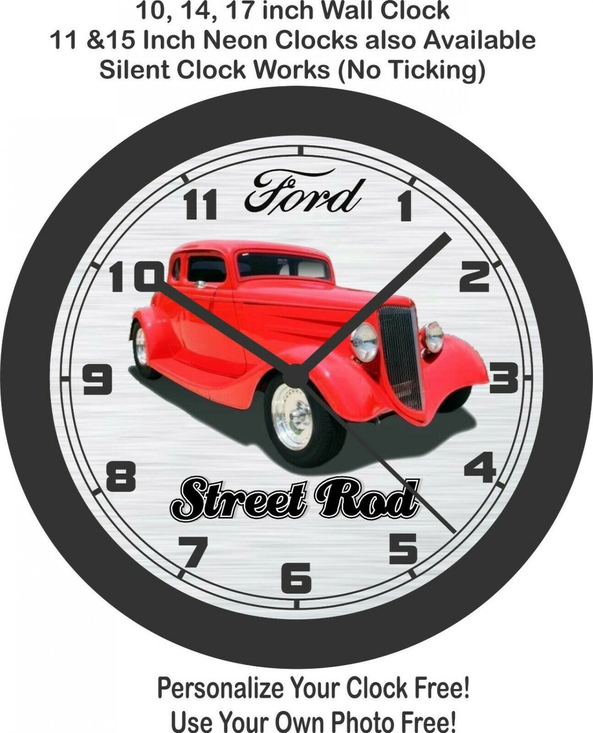 1934 Ford Street Rod Wall Clock-Chevrolet, Plymouth, Cadillac