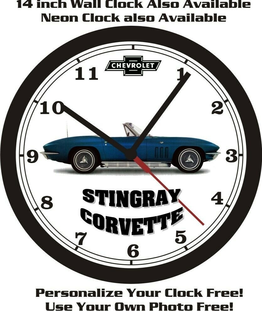1965-66-67 CHEVROLET STINGRAY CORVETTE WALL CLOCK-FREE USA SHIP!