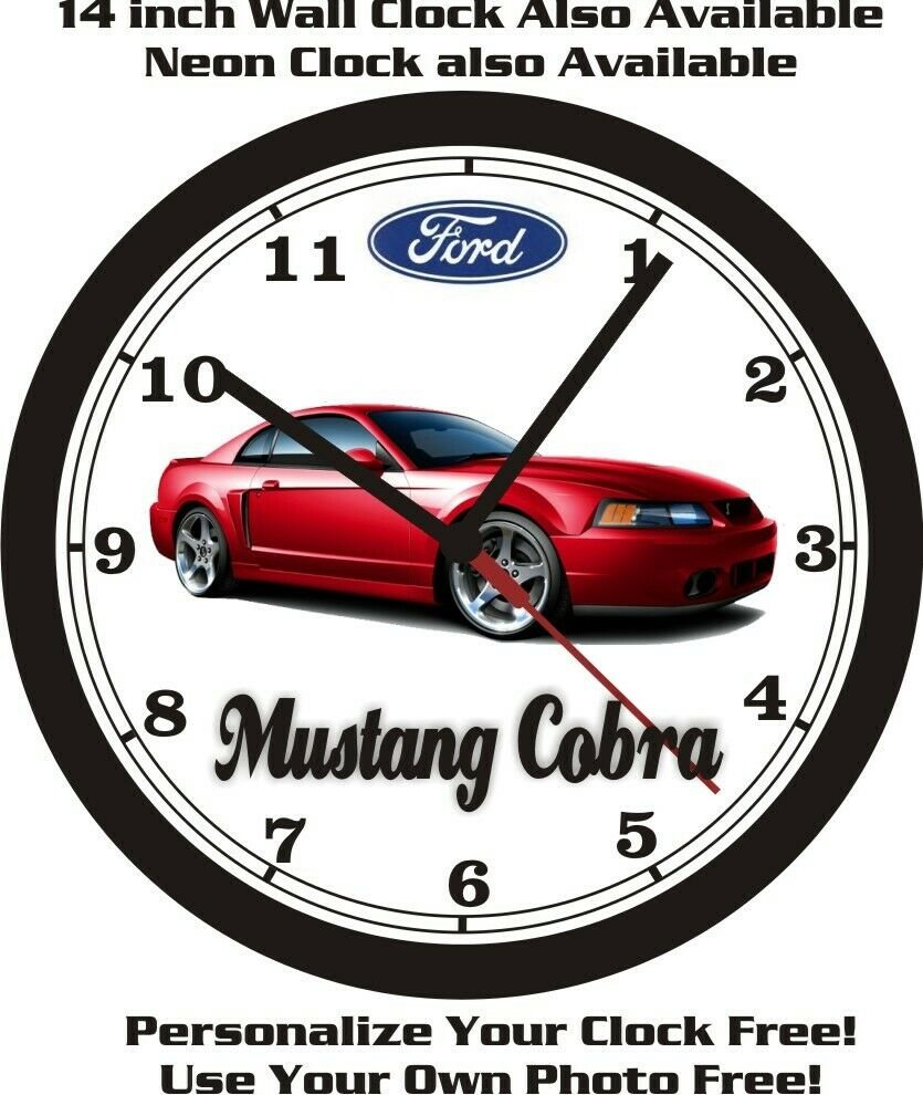 2003-2004 FORD MUSTANG COBRA (RED) WALL CLOCK-FREE USA SHIP!