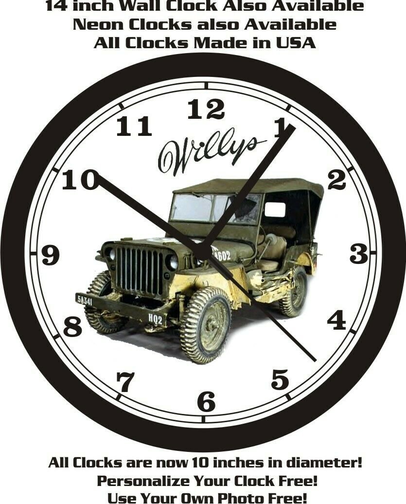 WILLYS MILITARY JEEP WALL CLOCK-FREE USA SHIP