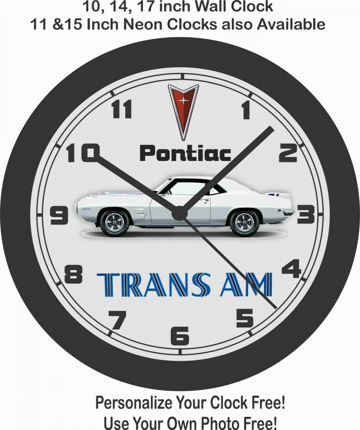 1969 PONTIAC TRANS AM WALL CLOCK-FREE USA SHIP-NEW!-FIREBIRD, CAMARO ...