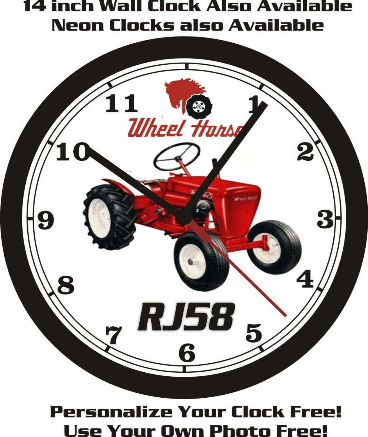 WHEEL HORSE RJ58 TRACTOR WALL CLOCK-FREE US SHIP!-Cub Cadet, John Deere