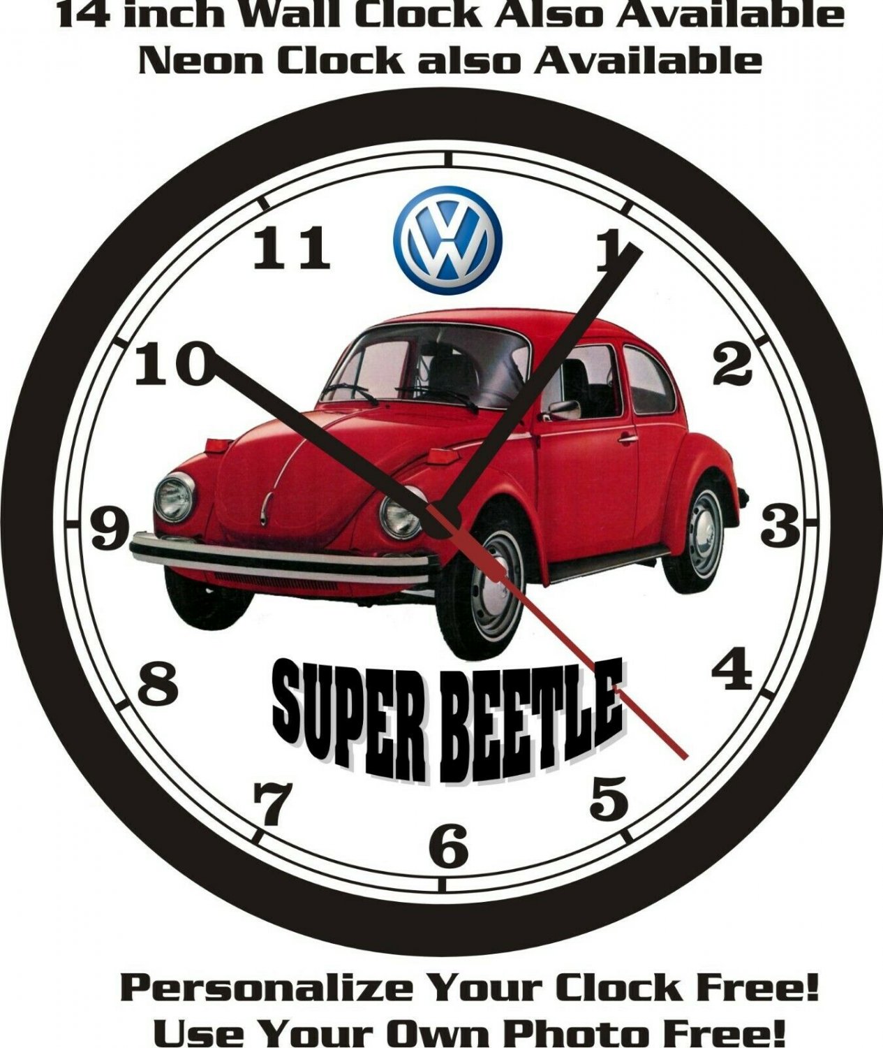 1974 VOLKSWAGEN SUPER BEETLE WALL CLOCK-Choose 1 of 2