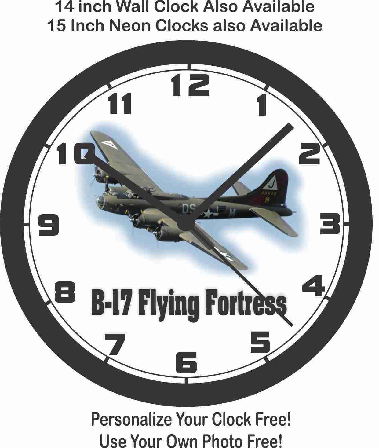 B-17 FLYING FORTRESS AIRPLANE WALL CLOCK-AIR FORCE, ARMY, WORLD WAR II ...