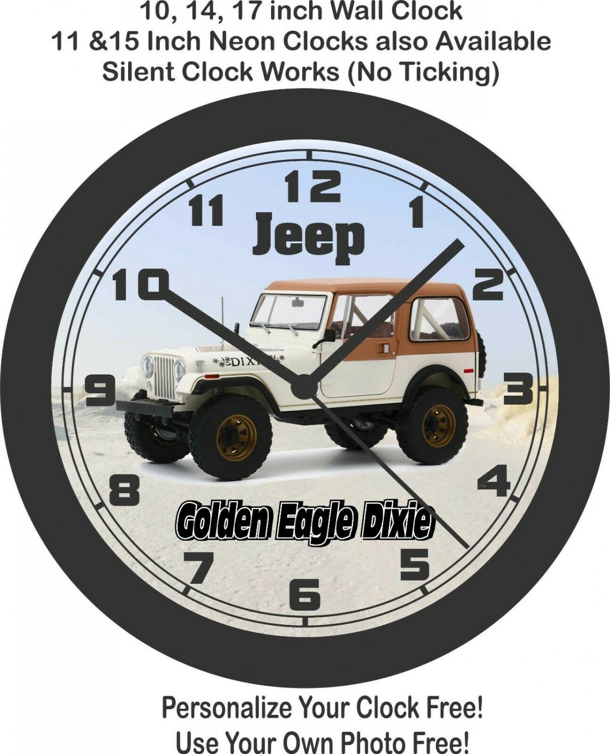 1979 Jeep CJ-7 Golden Eagle Dixie Wall Clock-Ram, Ford, Chevrolet